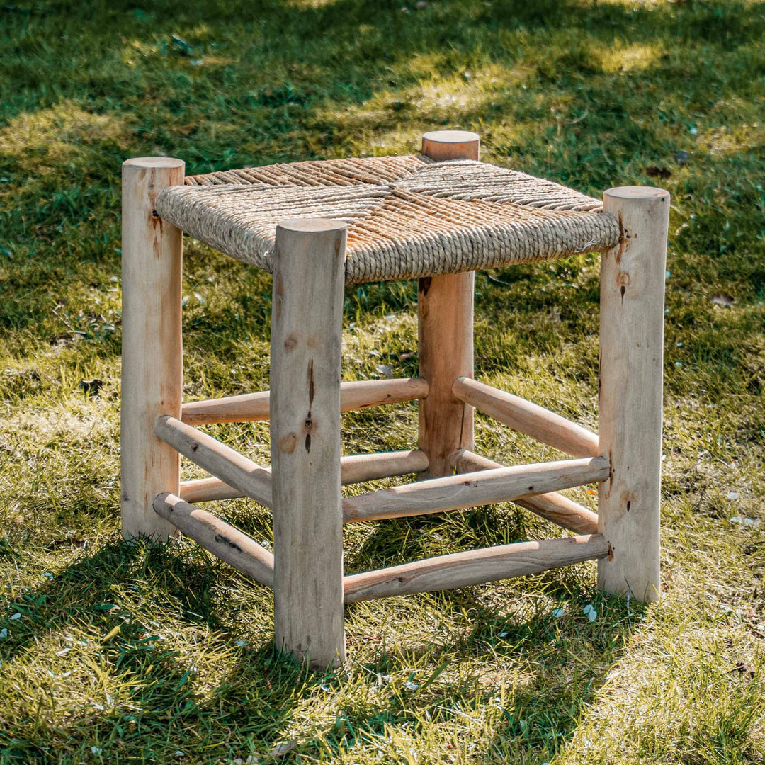 Natural Wooden Weaved Stool – Boutique Camping